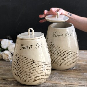 Handmade Ceramic Vision Bowl — Personalized Bucket List Jar With Lid ...