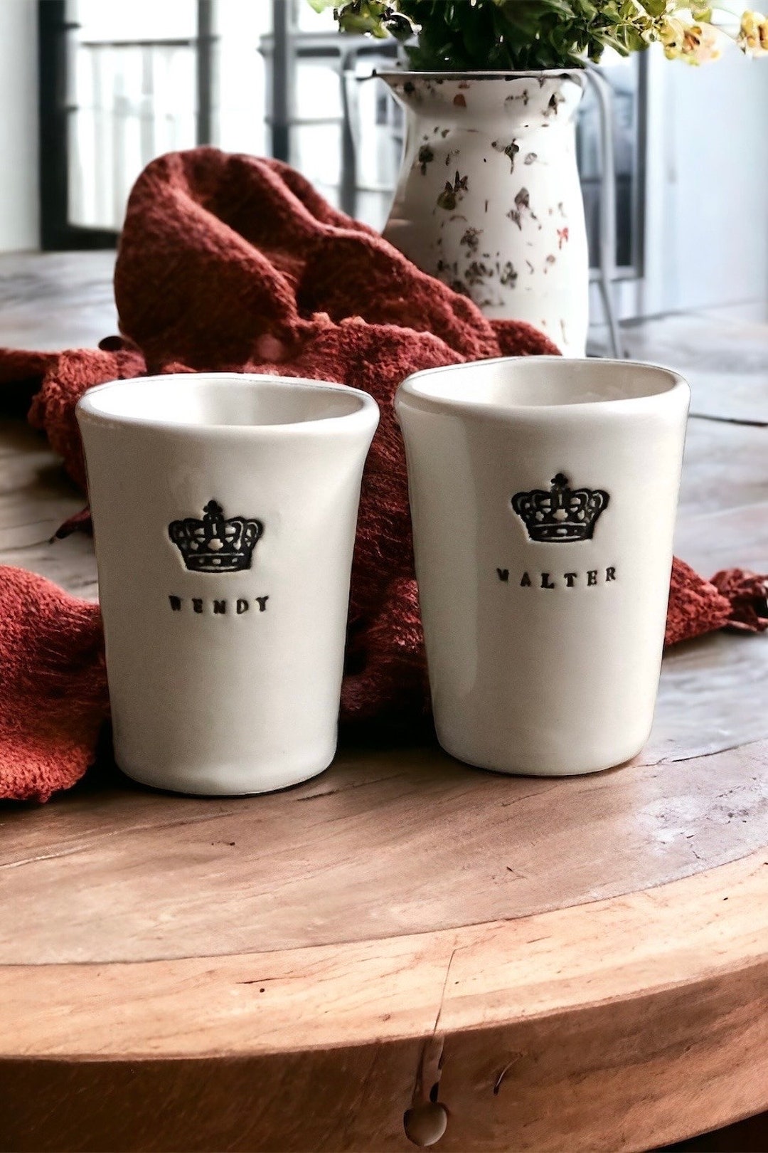 Handmade Ceramic Engraved Crown Cup Queen Lover Tumbler Set ...