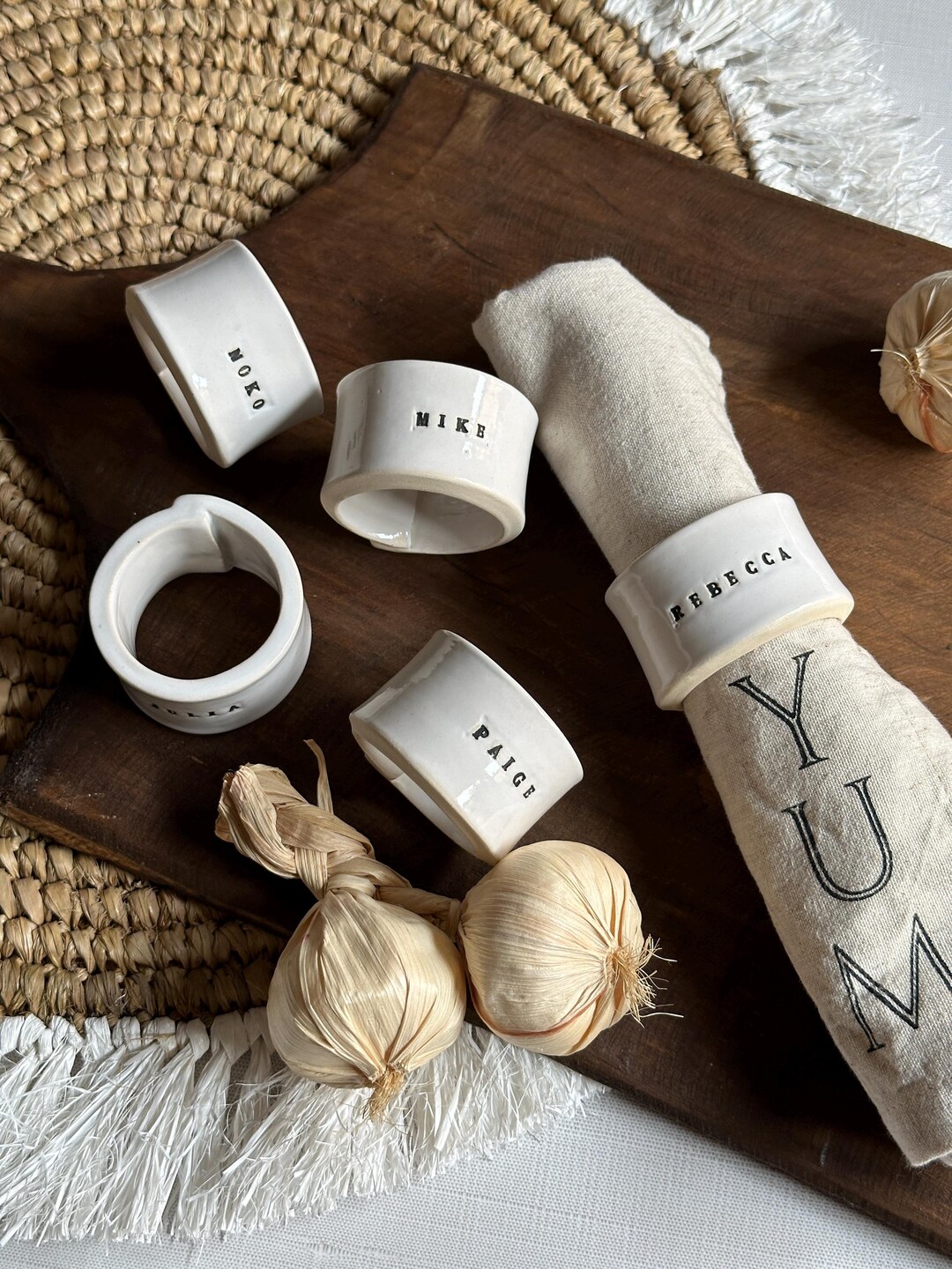 Personalized Napkin Rings Handmade Ceramic Engraved Napkin Ring Family ...