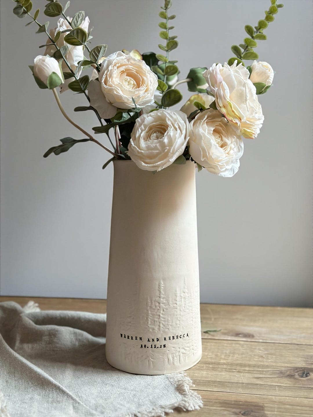 Soft Matte Treeline Vase — Personalized Ceramic Anniversary or Wedding ...