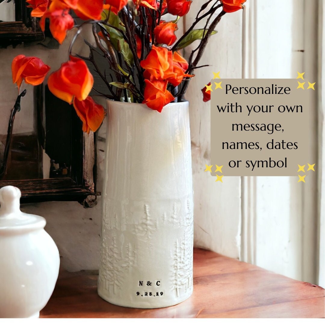 Personalized Tall Round Handmade Ceramic Vase Custom Handmade Ceramic ...