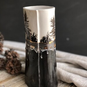 Handmade Ceramic HOPE Vase Winterscape Treeline Modern Minimalist Vase ...