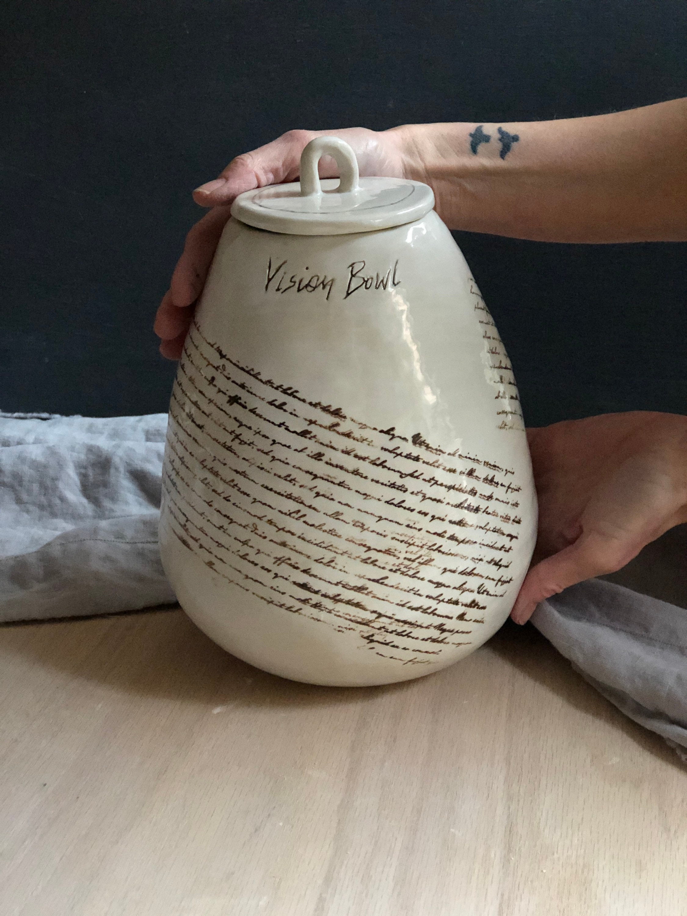 Handmade Ceramic Vision Bowl — Personalized Bucket List Jar With Lid ...