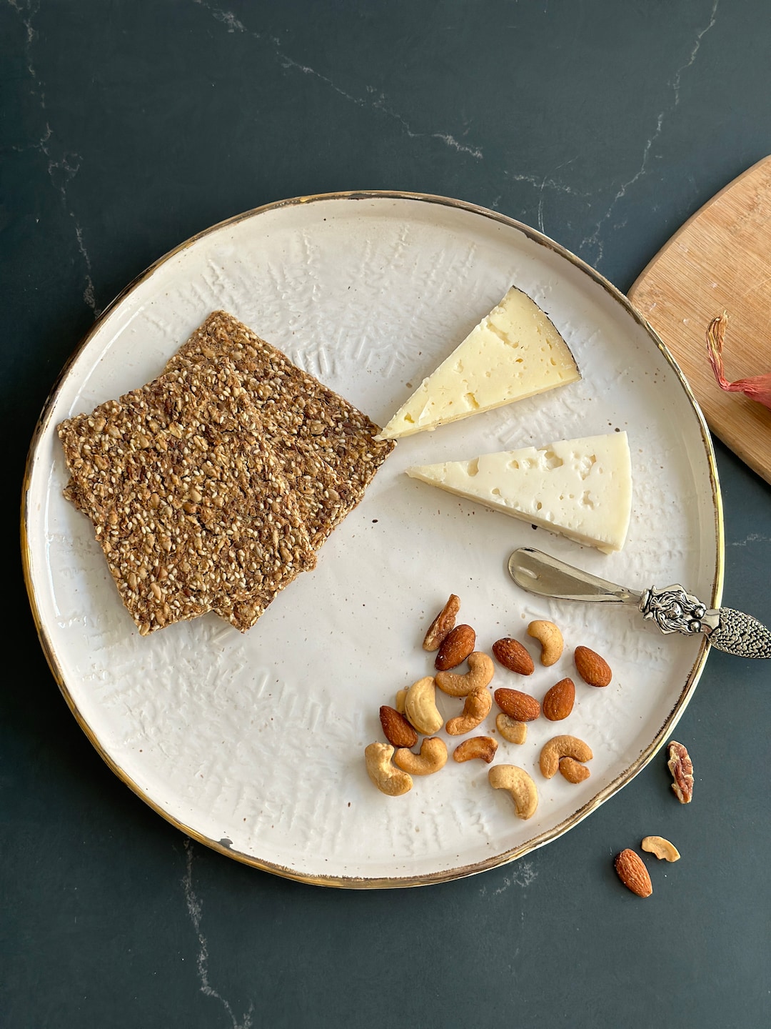 Handmade Large Round Ceramic Serving Platter Tree Pattern Platter White ...