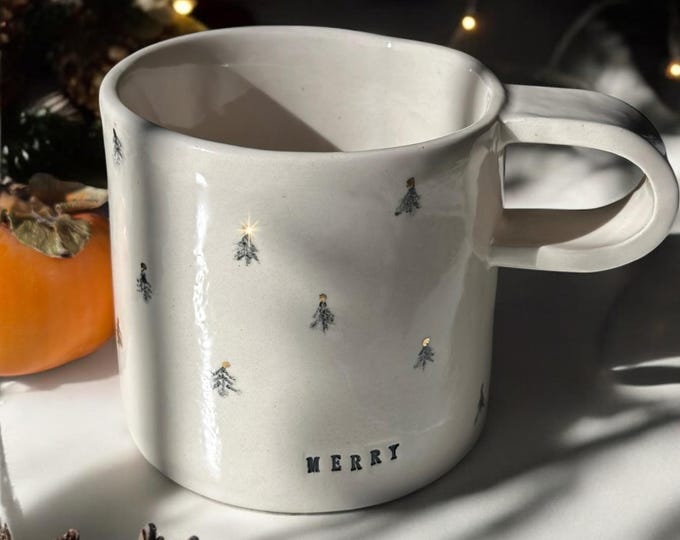 MERRY Holiday Christmas Tree Coffee Cup Engraved Holiday Coffeelover ...