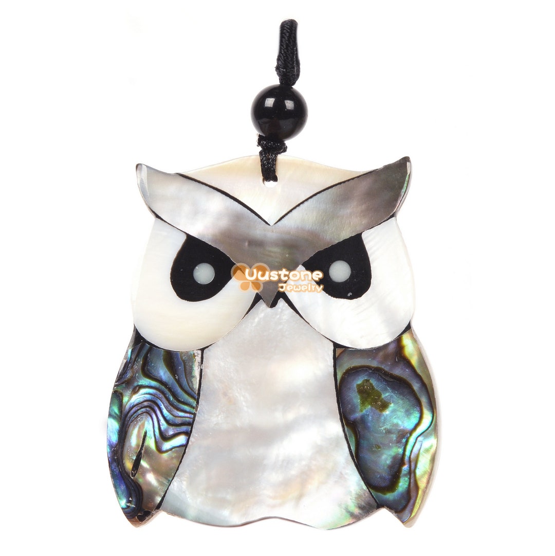 42mm Abalone Shell White Shell Stitching Owl Mother of Pearl MOP Shell ...