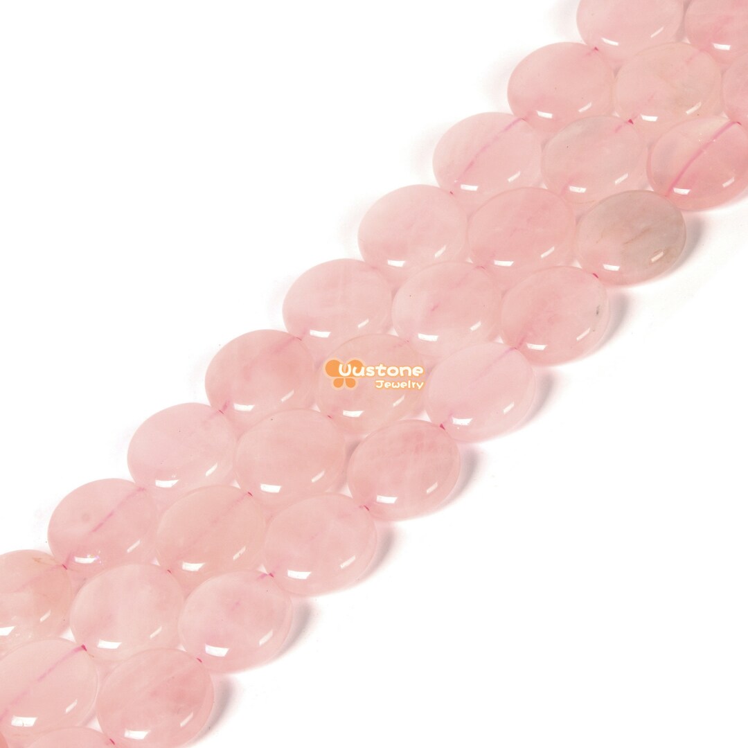 20mm Natural Rose Quartz Coin Disc Loose Gemstone Jewelry Making Beads ...