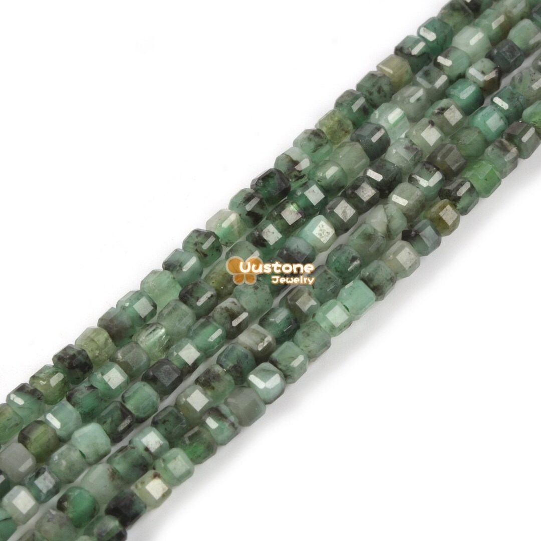2mm Faceted Emerald Cube Square Loose Beads DIY Jewelry Making Strand ...