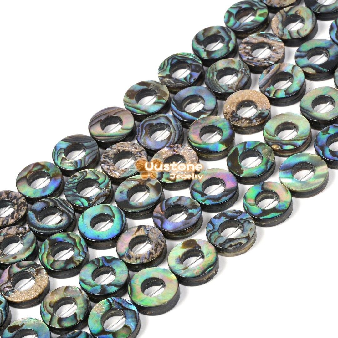 12mm Natural Abalone Shell Hollow Circle Flat Round Ring-shape Donut ...