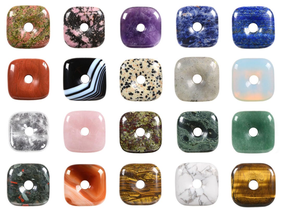 Pi Stone Crystal Donut Gemstone 30mm Square Pendant Bead DIY Jewelry ...