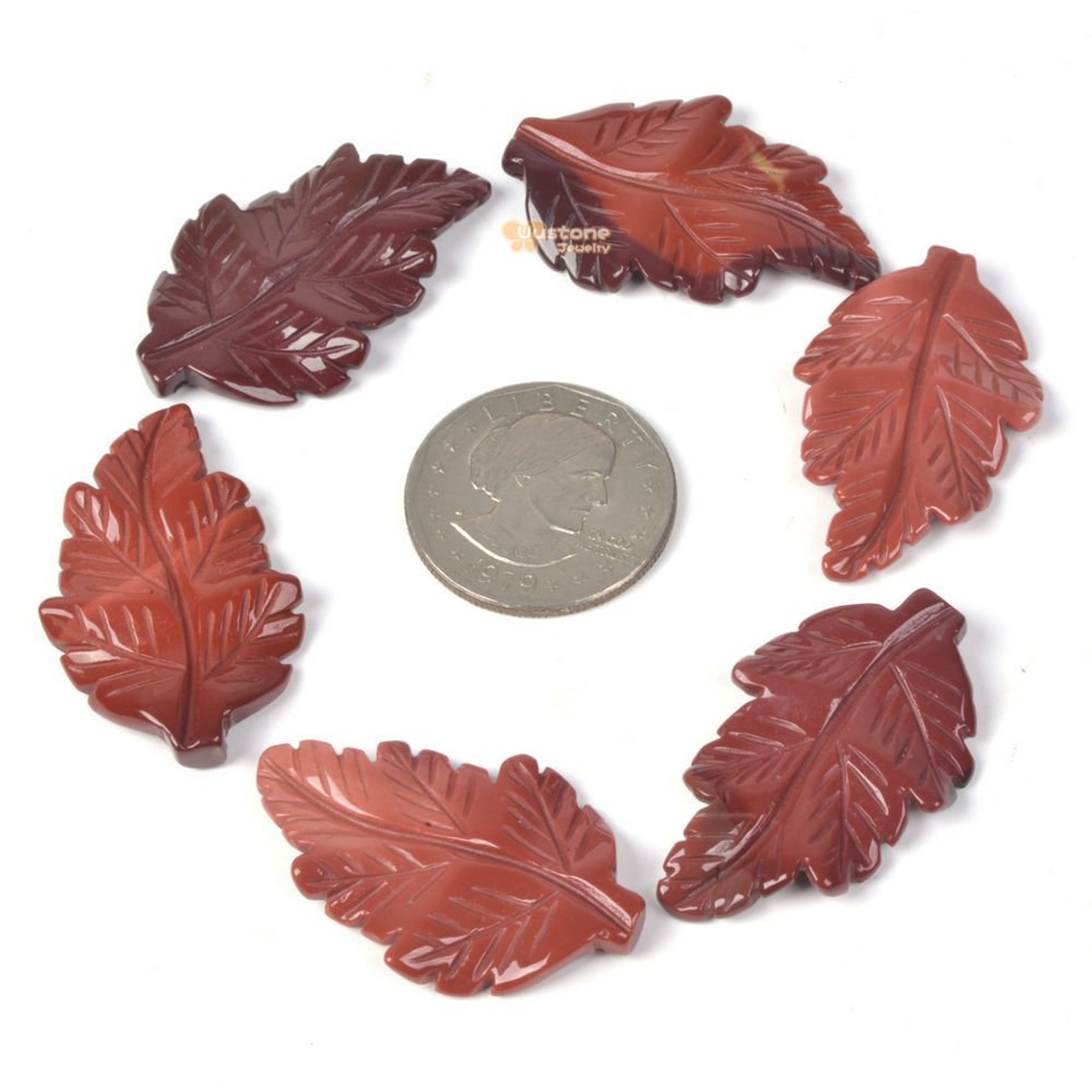 G2568.5 40mm Natural Red Mookaite Jasper Carved Leaf Retro - Etsy