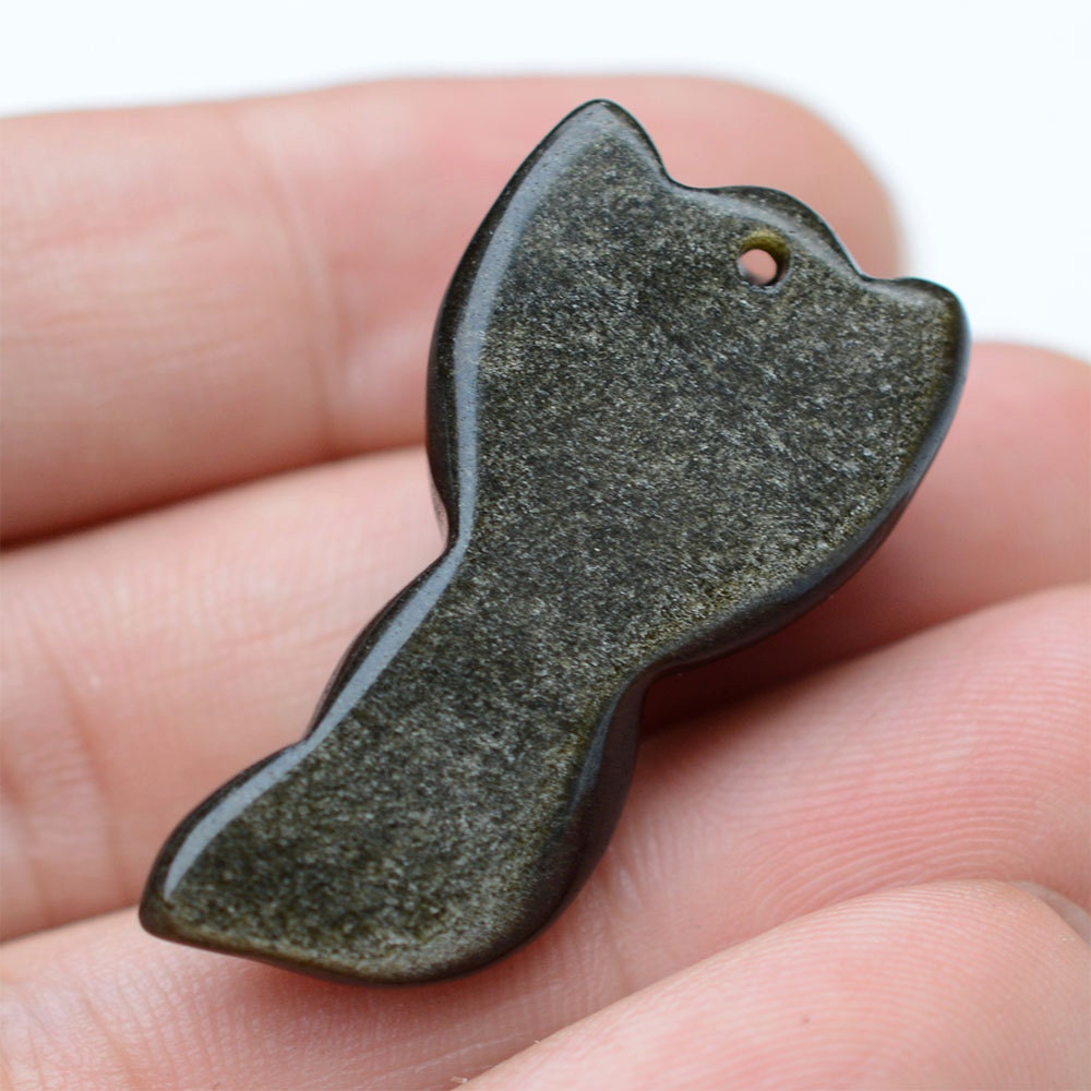 G0788 Natural Golden Obsidian Carved Cute Fox Pendant Bead - Etsy