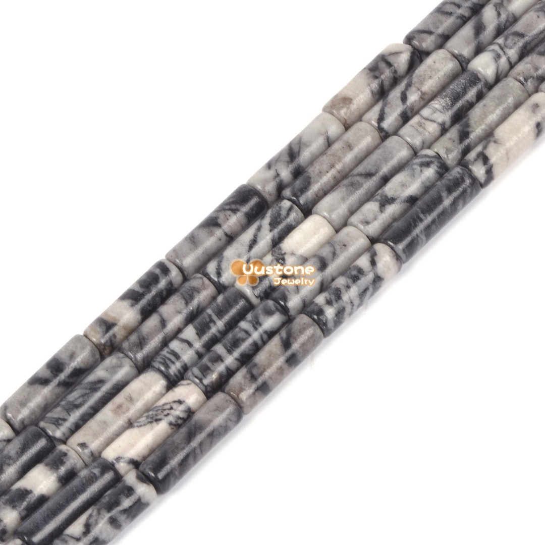 13mm Black Network Jasper Cylinder Tube Loose Gemstone Beads 15" - Etsy