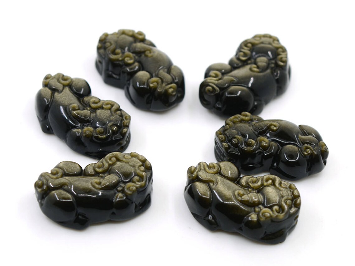 G0550 Natural Golden Obsidian Pixiu Pendant Bracelet Bead 40mm | Etsy