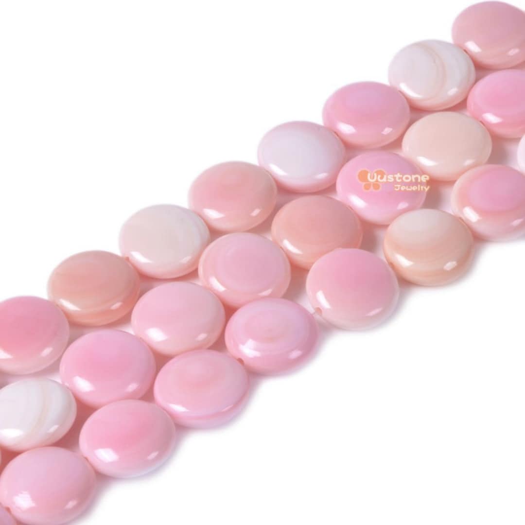 02008 12mm Natural US Pink Queen Conch Shell Charm Coin Disc Loose ...