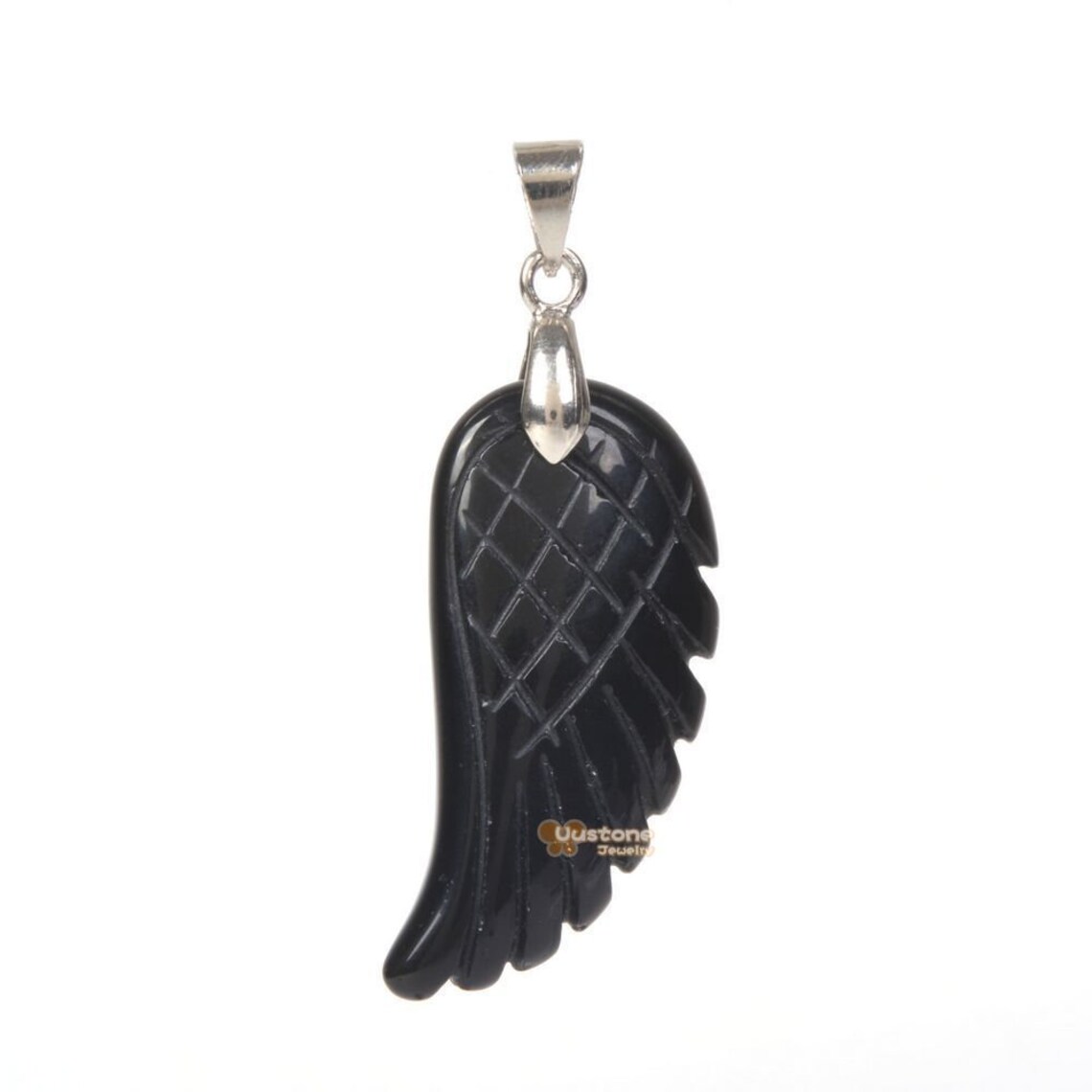 G0633 36mm Carved Black Agate Angel Wing Pendant Focal Bead - Etsy