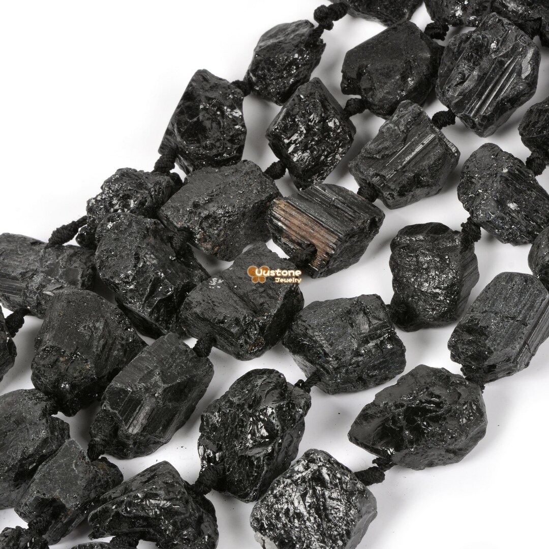 Black Tourmaline Rock Crystal Raw Facet Rough Nuggets Loose Gemstone ...