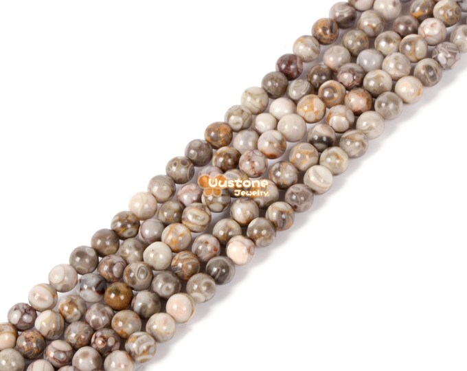 4mm Natural Cowry Fossil Round Ball Loose Beads DIY Jewelry Making ...