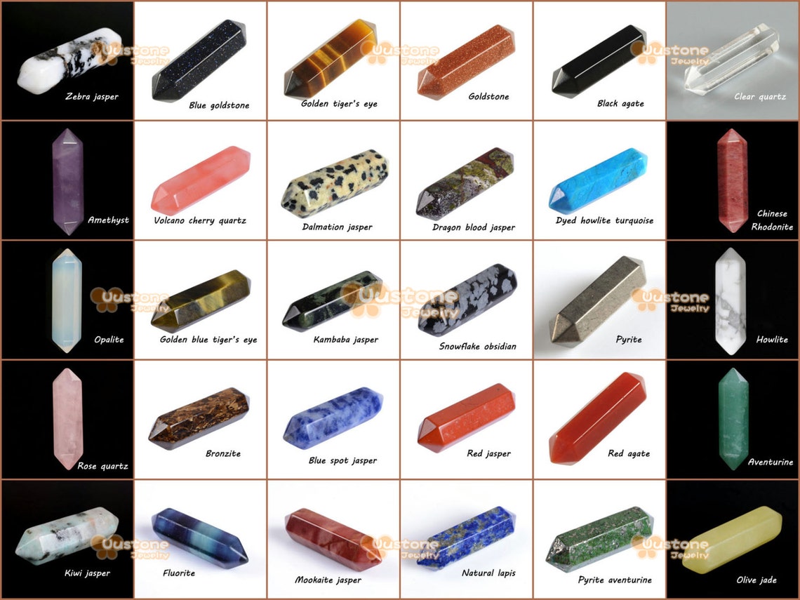 Gemstone Crystal Healing Point Hexagonal Wand Stick mixed - Etsy