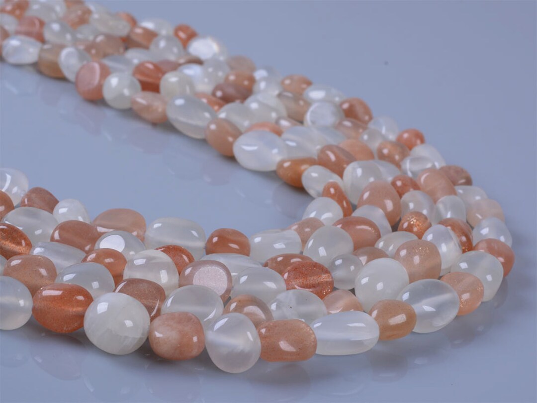 0058 Natural Sunstone & Moonstone Mixed Pebble Chips Loose Gemstone ...
