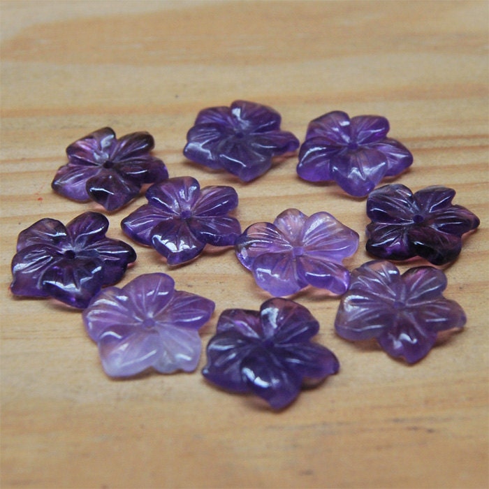 G0052 10 Pcs of 15mm Carved Amethyst Flower Gemstone Loose | Etsy