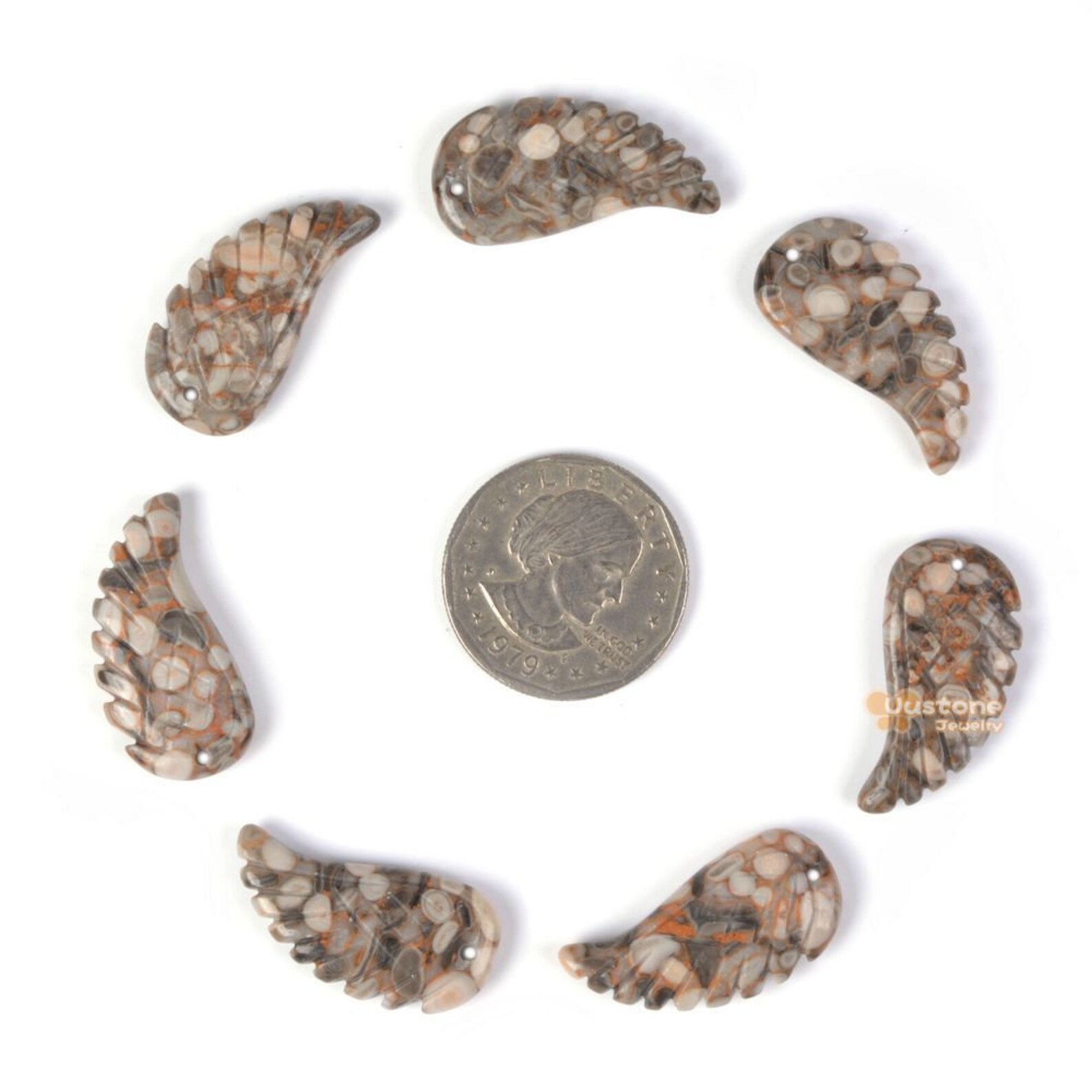 30mm Carved Cowry Fossil Gemstone Angel Wing Earrings Bead - Etsy