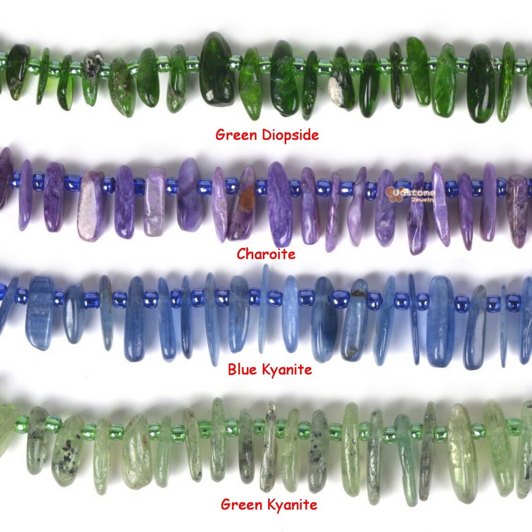 Natural Gemstone TOP Drilled Stick Slice Chip Loose Beads 16" DIY ...