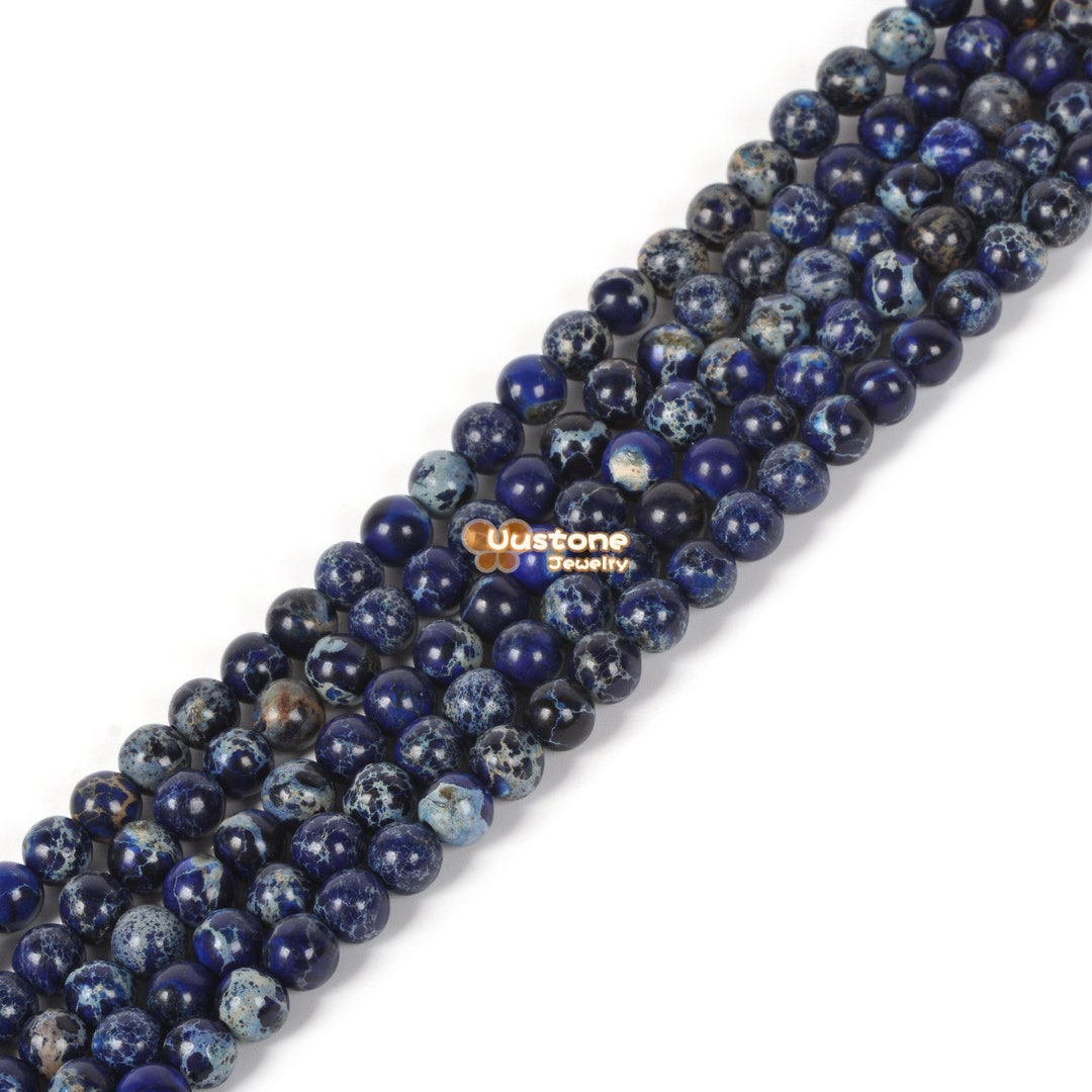4mm Dyed Dark Blue Sea Sediment Jasper Round Ball Loose Beads DIY ...