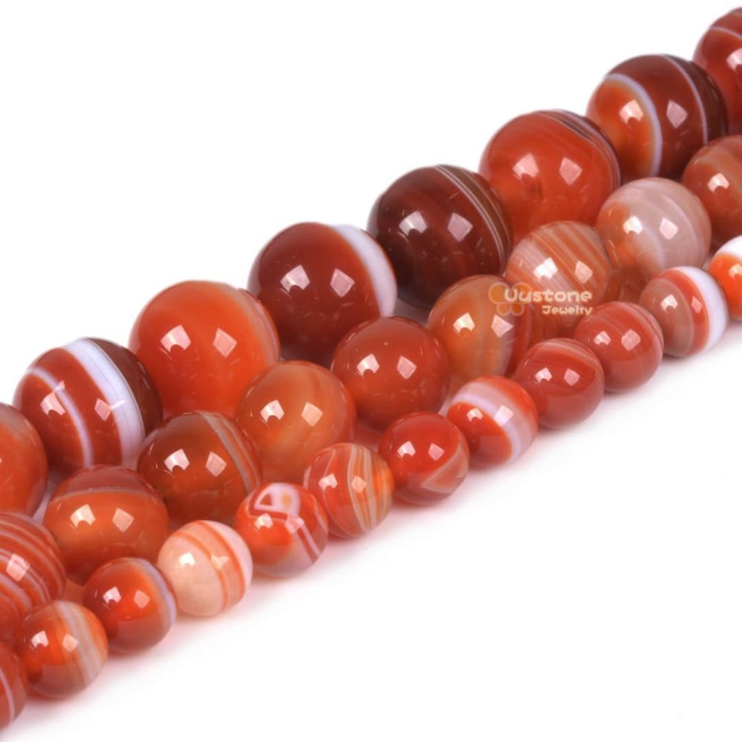 Red Banded Agate Round Ball Loose Gemstone Beads 6mm 8mm 10mm - Etsy