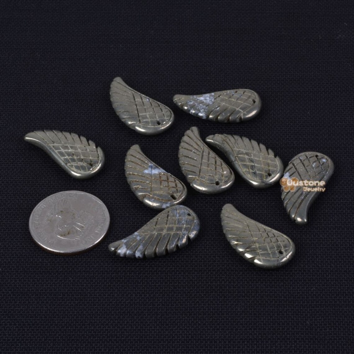 30mm Carved Pyrite Gemstone Angel Wing Pendant Bead - Etsy