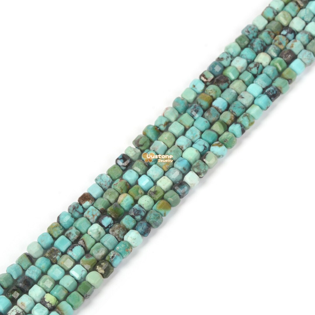 2mm Faceted Turquoise Cube Square Loose Beads DIY Jewelry Making Strand ...