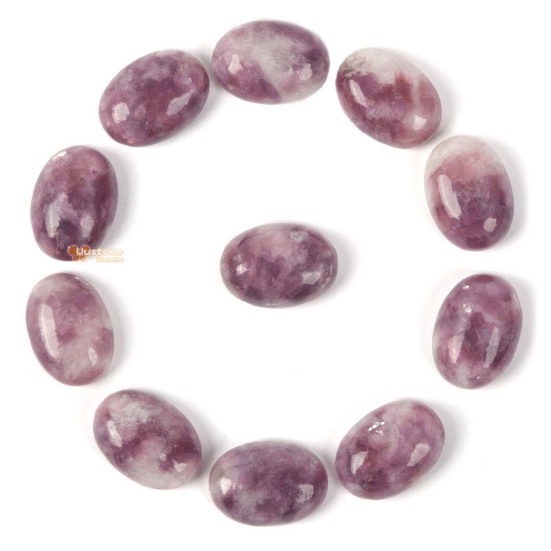 14mm Natural Lepidolite Lithium Mica Gemstone Oval Flatback CAB ...