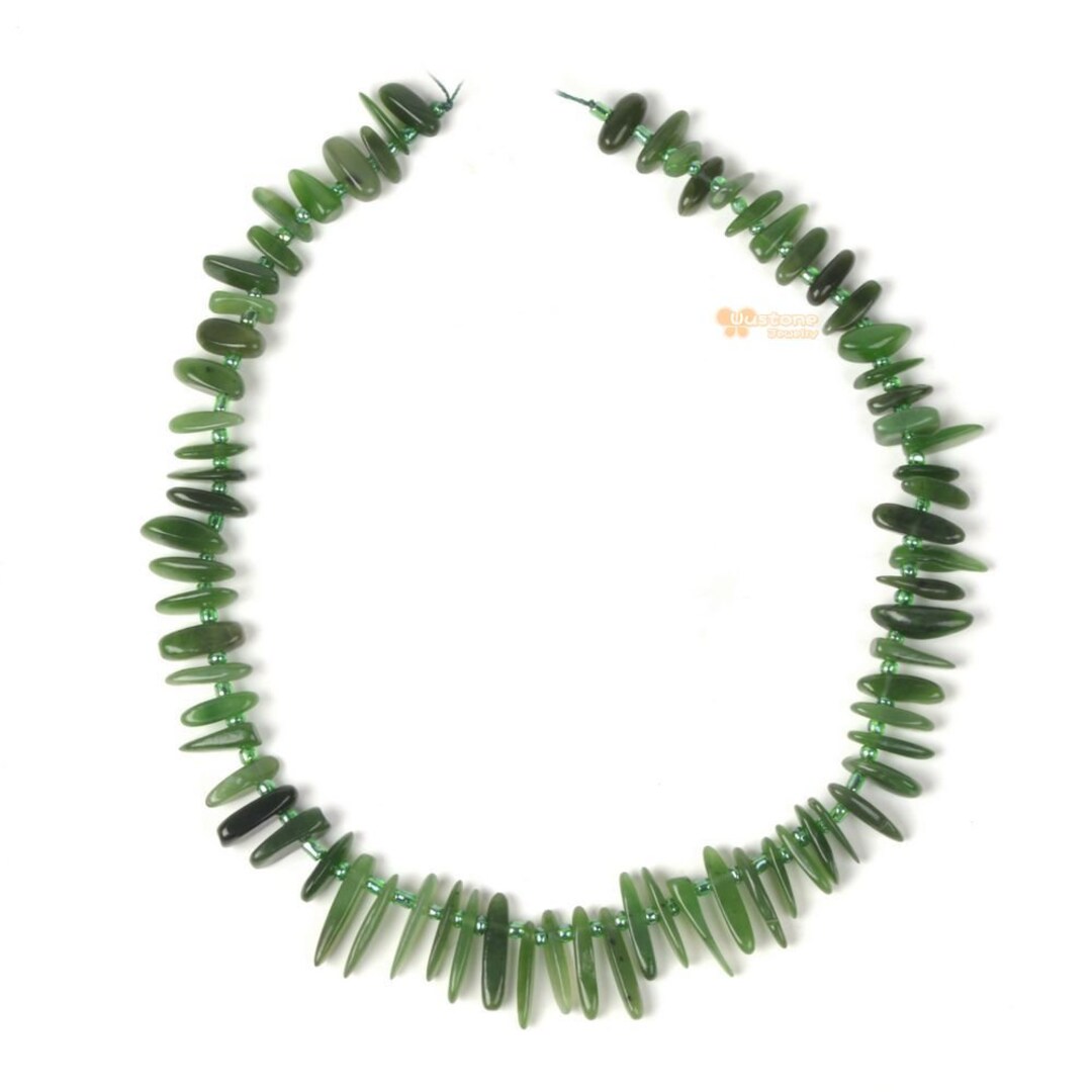 Natural Canadian Jade Gemstone TOP Drilled Stick Slice Chip Loose Beads ...