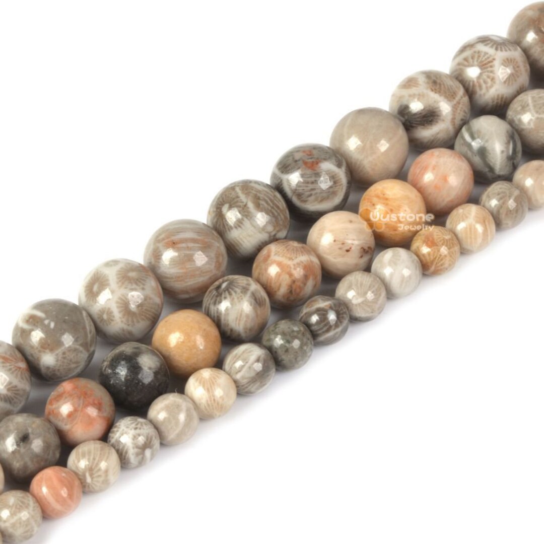Coral Fossil Round Ball Loose Beads DIY Jewelry Making Beads Strand 6mm ...