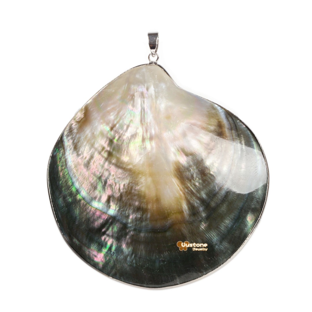 Black Mother of Pearl MOP Shell Fan-shaped Shell Pendant - Etsy