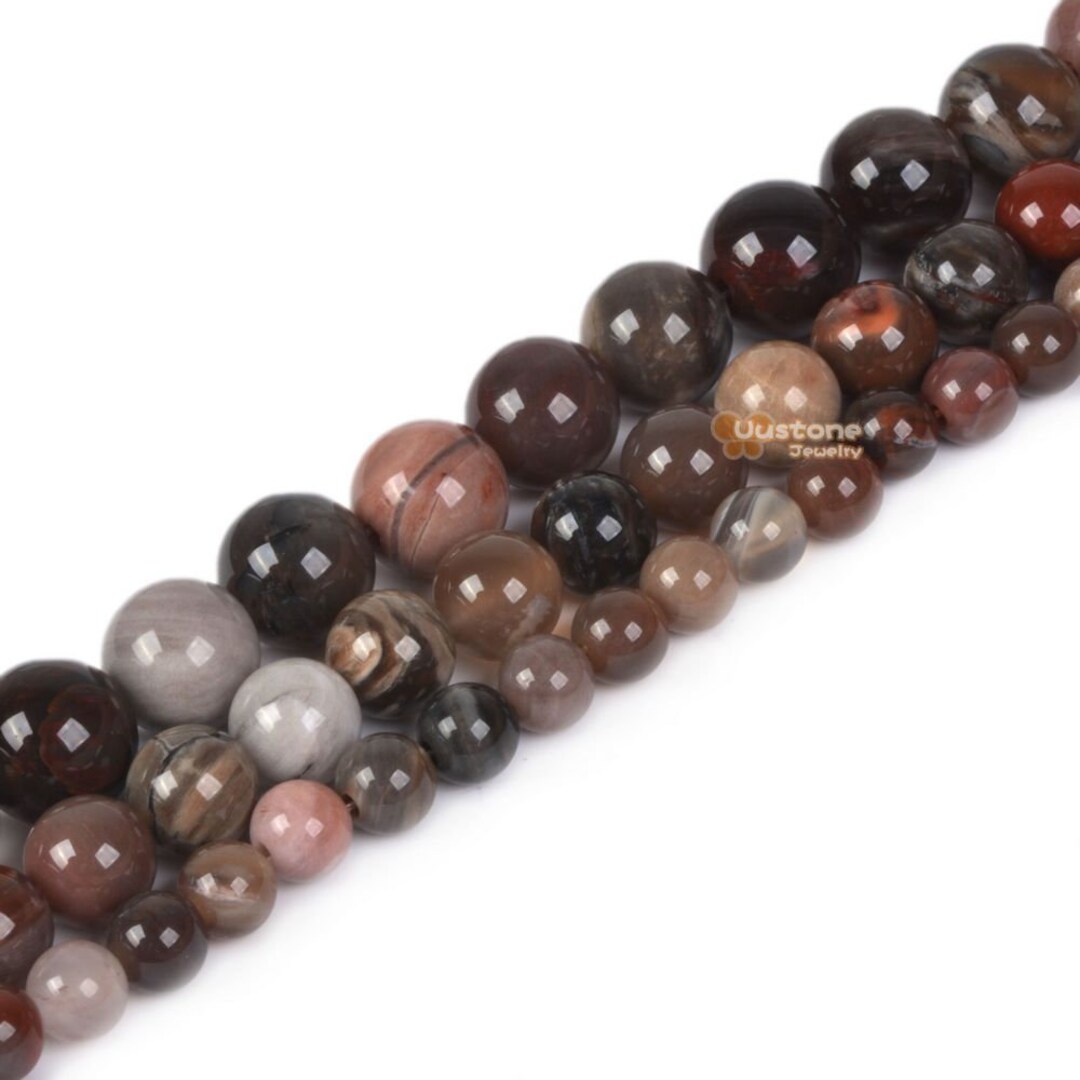Petrified Wood Fossil Round Ball Loose Beads DIY Jewelry Making Beads ...