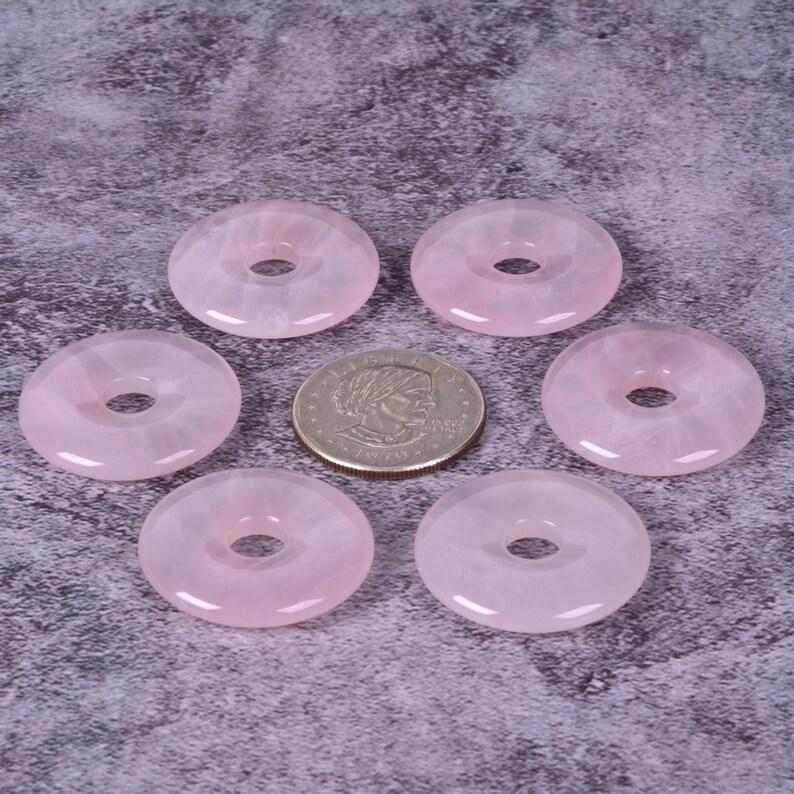 30mm g0126.1 Rose quartz donut gemstone pendant focal bead | Etsy