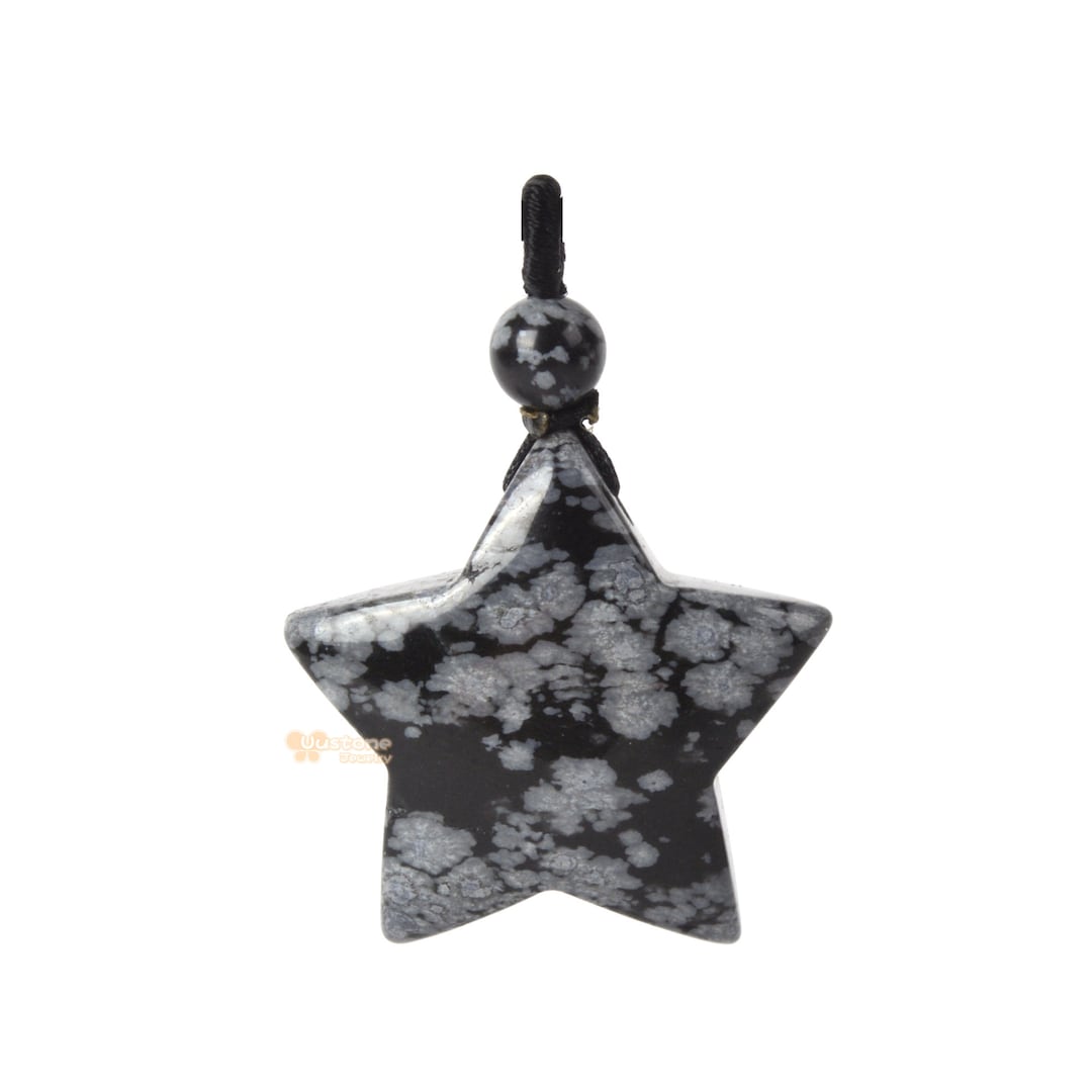 30mm Carved Snowflake Obsidian Gemstone Crystal Healing Star Stone ...