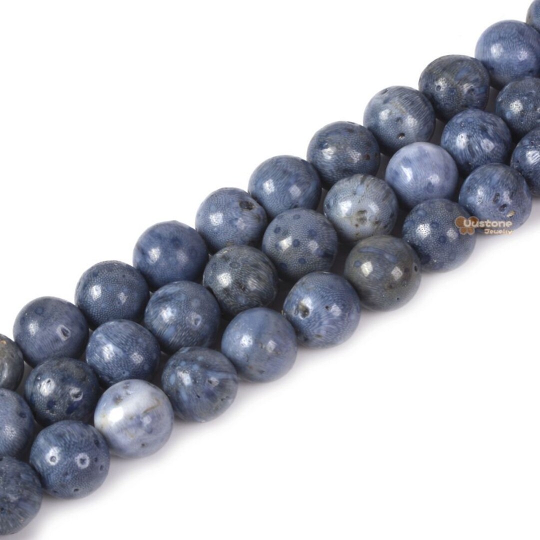 8mm186 Blue Sponge Coral Round Ball Loose Gemstone Beads 16" - Etsy