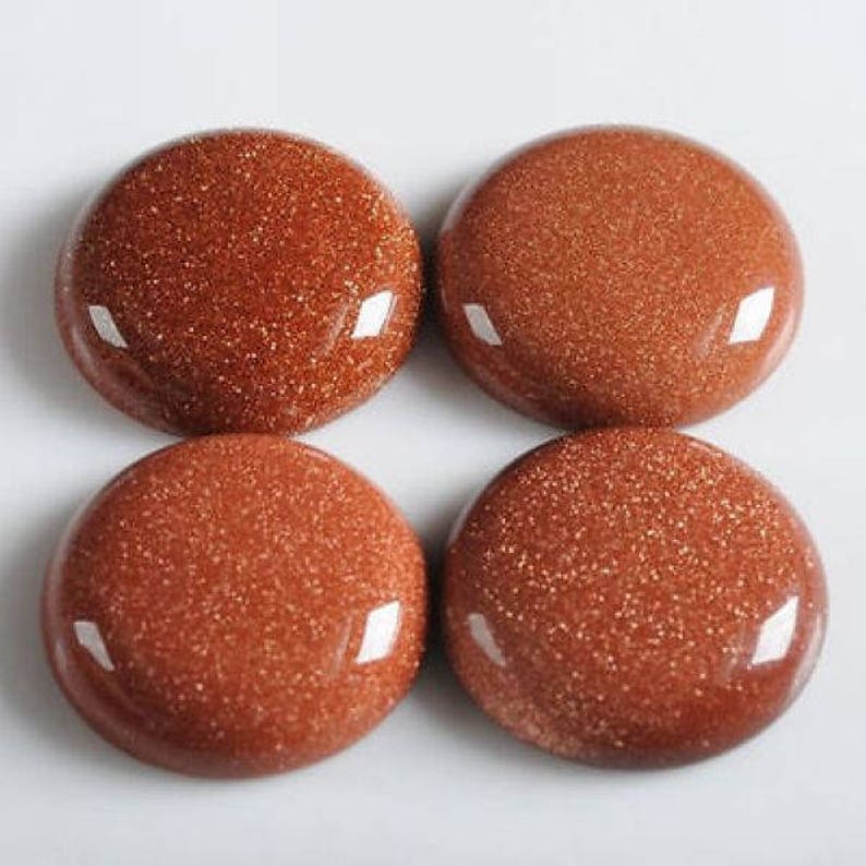 25mm Synthetic Golden Sandstone Goldstone Round Flatback Cab Cabochon ...