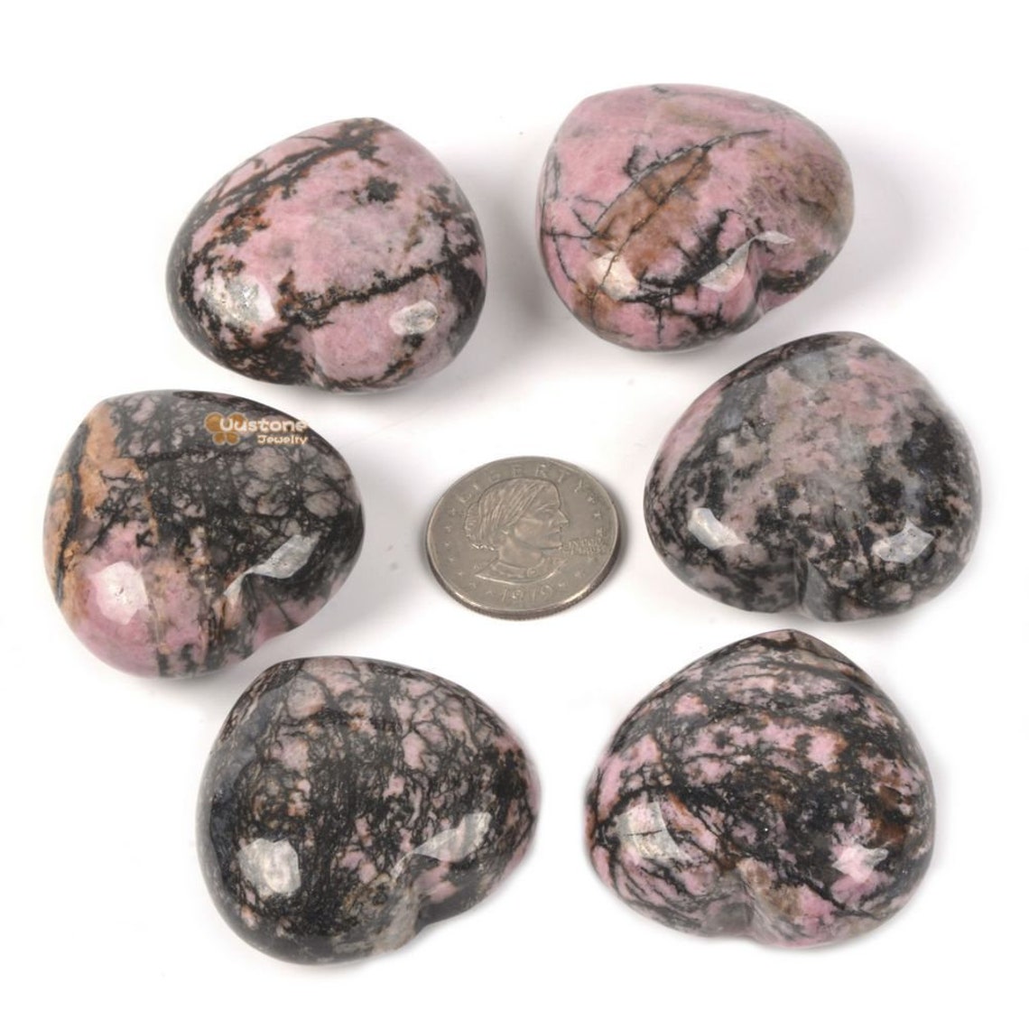 45mm Natural Matrix Rhodonite Gemstone LOVE Hearts Fine - Etsy