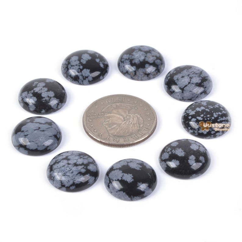 18mm Snowflake Obsidian Jasper Gemstone Round Cab Cabochon - Etsy
