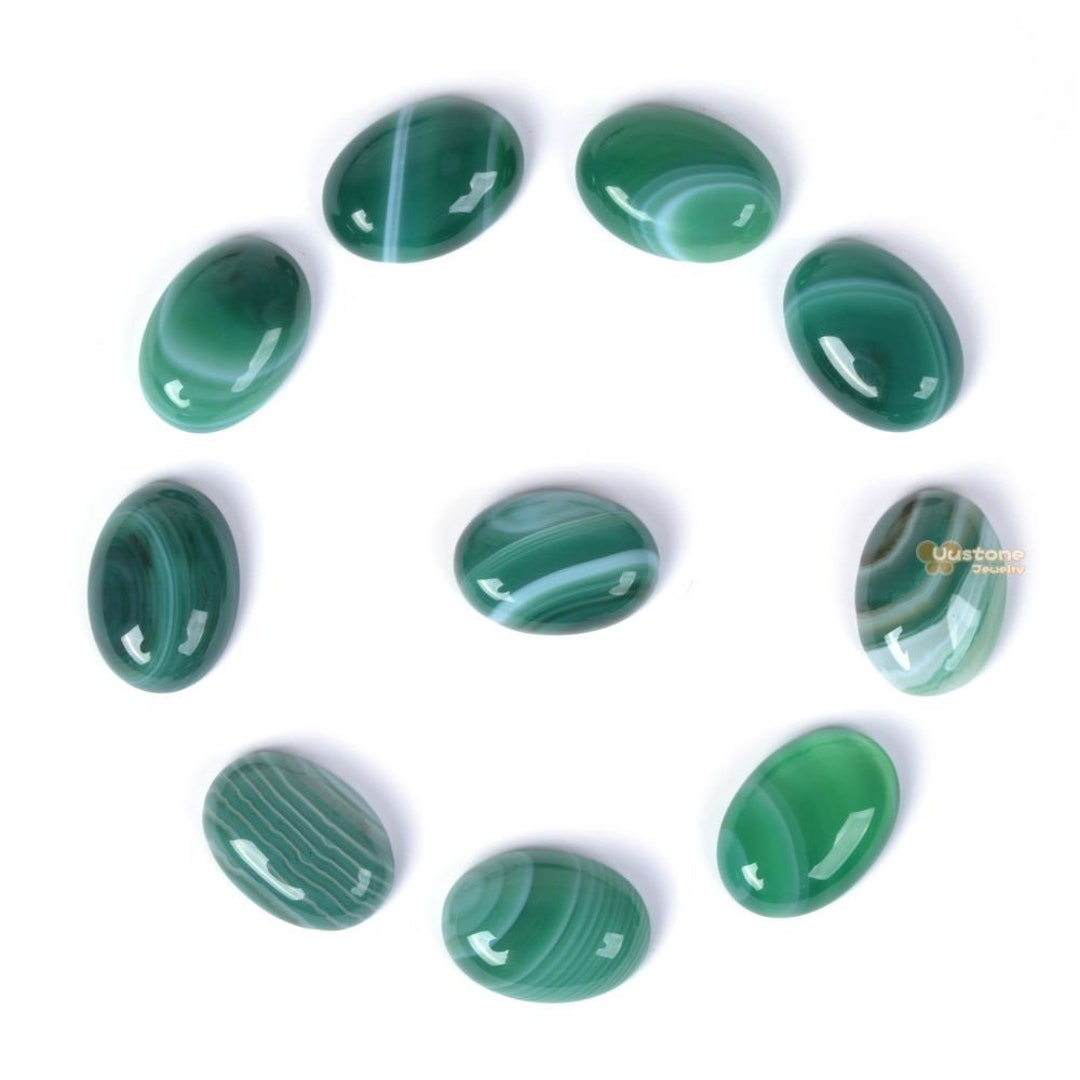 18mm Green Banded Agate Gemstone Oval Cab Cabochon - Etsy