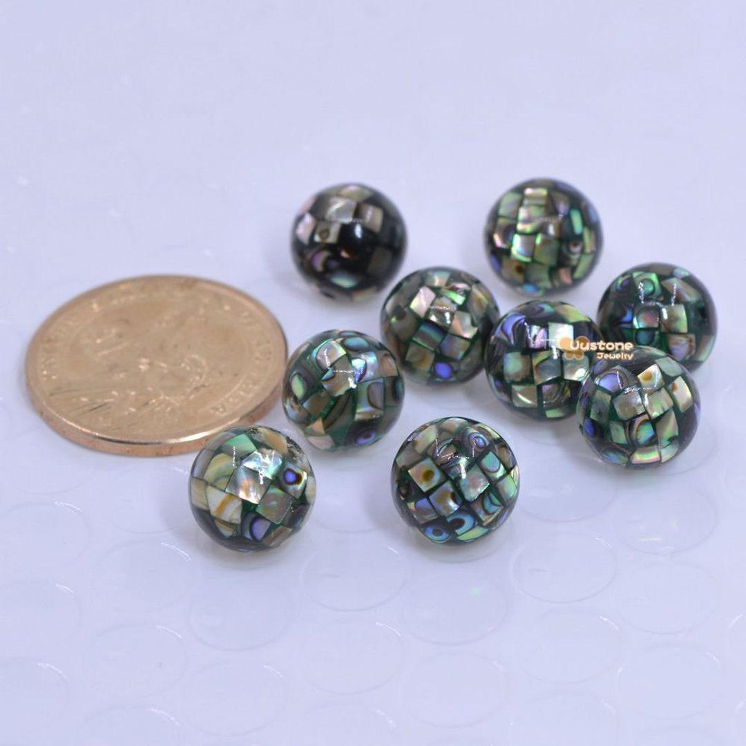 G0372 12mm Handmade Abalone Shell Mosaic Ball Round Loose Beads *select ...