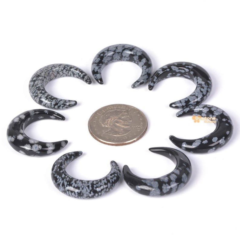 Snowflake Obsidian Crescent Moon Shape Double Horn NOT Drilled DIY ...