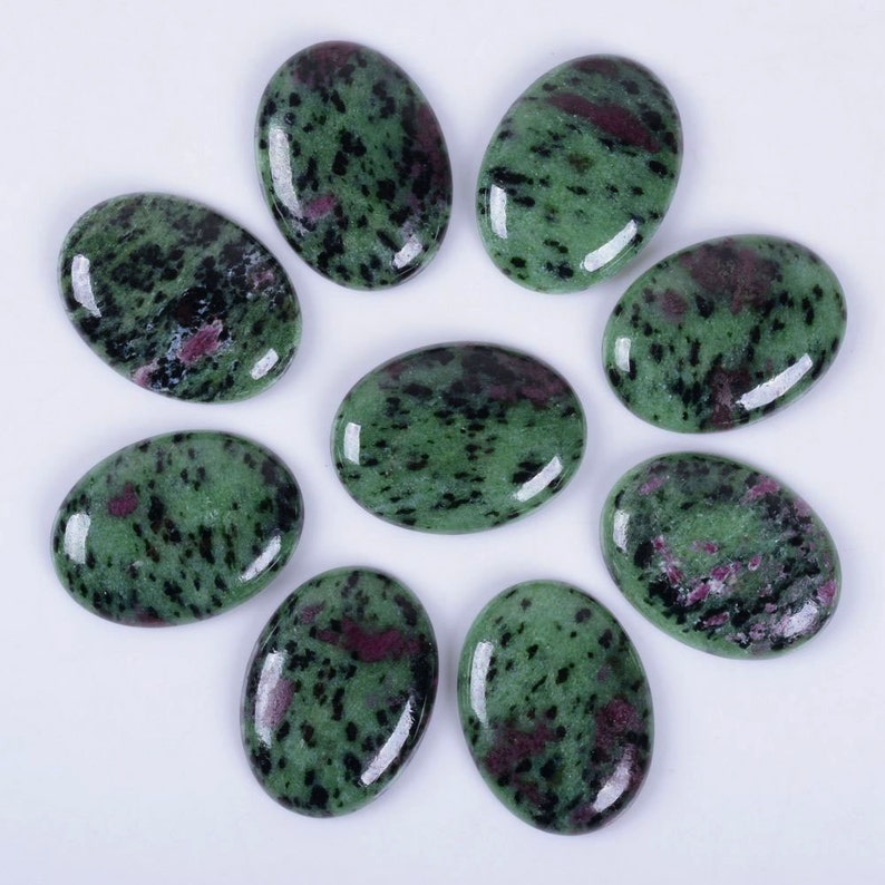 G2499.9 40mm Green Ruby in Zoisite Oval Flatback Cab Cabochon | Etsy