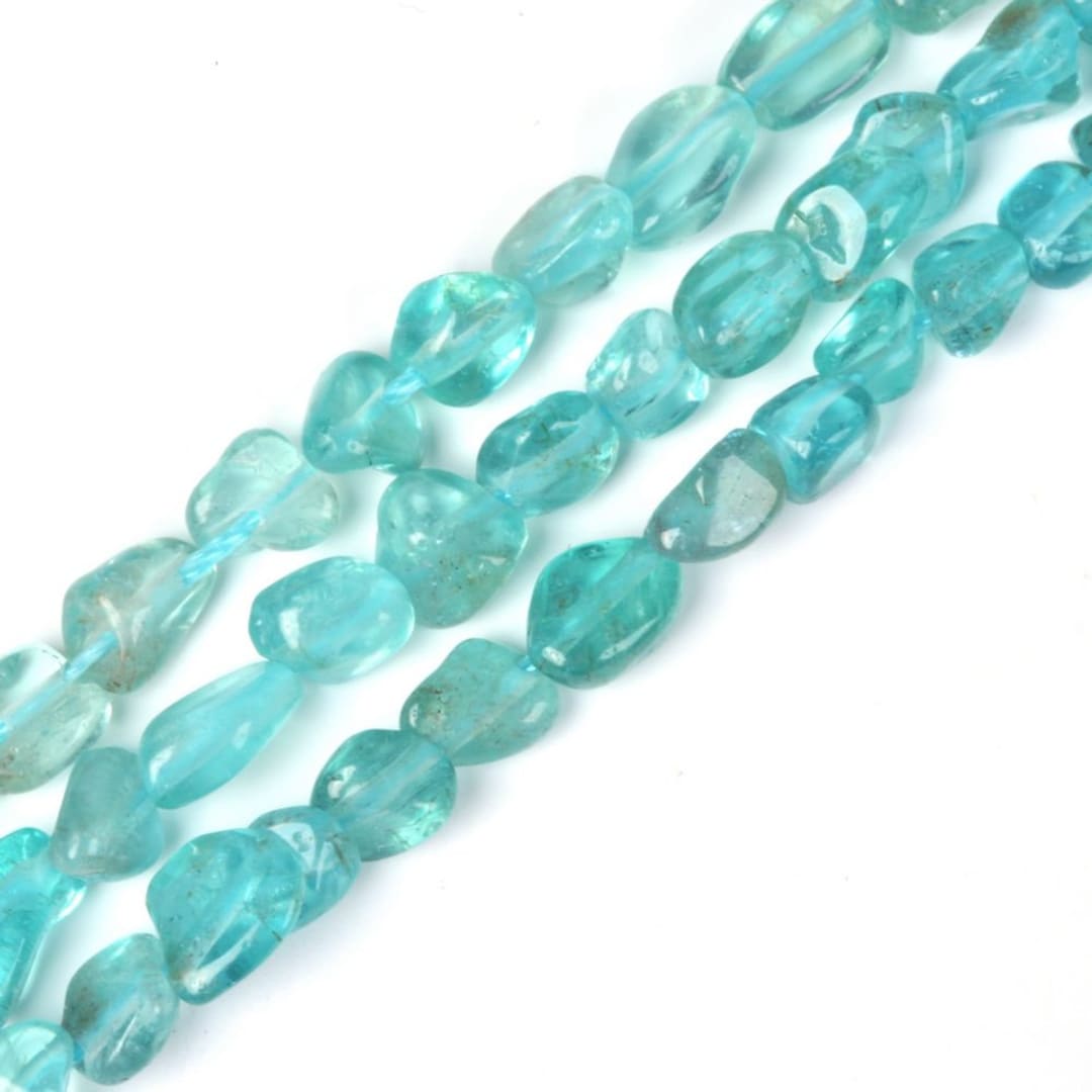 0104 Natural Aqua Blue Clear Apatite Pebble Chips Loose Gemstone Beads ...
