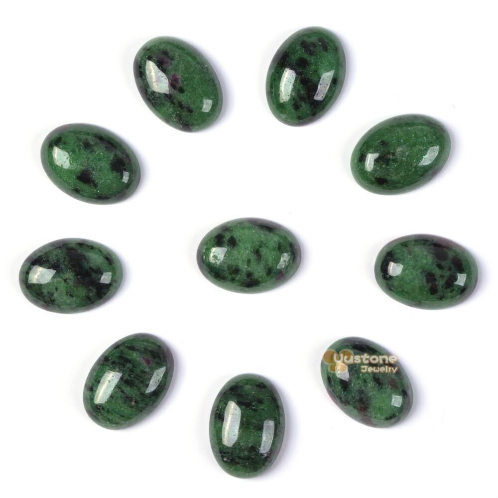 18mm Green ruby zoisite gemstone oval cab cabochon | Etsy