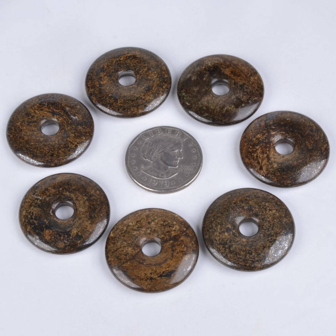 30mm G0128.16 Bronzite Donut Gemstone Pendant Focal Bead - Etsy