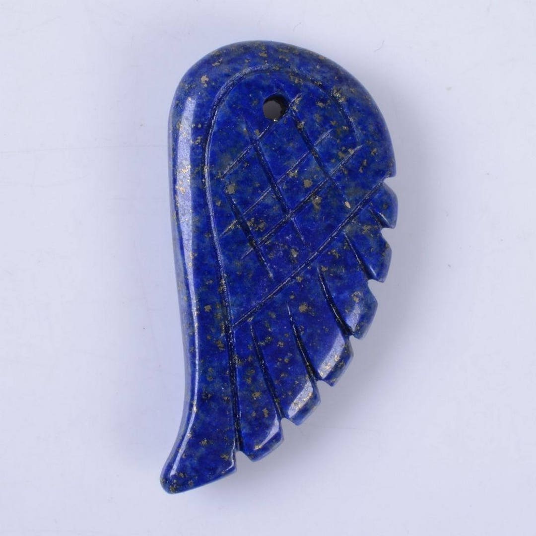 30mm Carved Lapis Gemstone Angel Wing Pendant Bead - Etsy